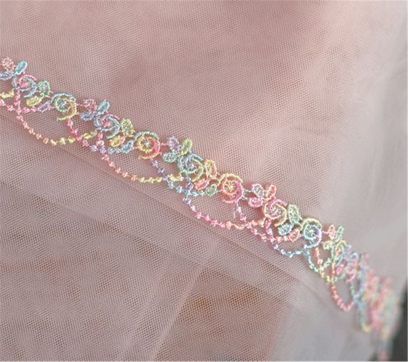 2 Yards Delicate Colorful Floral Lace Trim Venice Guipure Lace Trim for ...