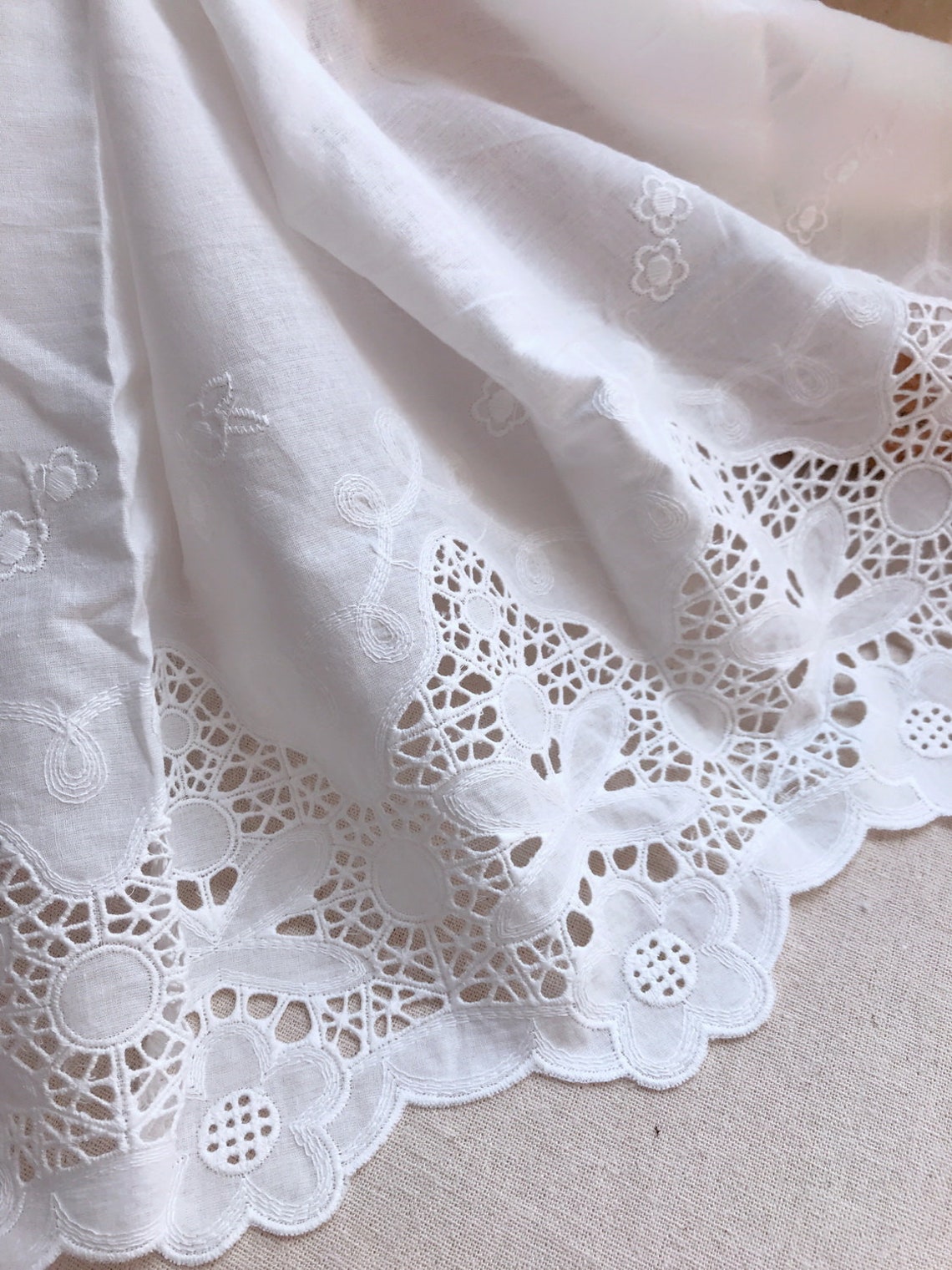 Off White 13.7 Wide Cotton Lace Trim Wide Lace Trim - Etsy