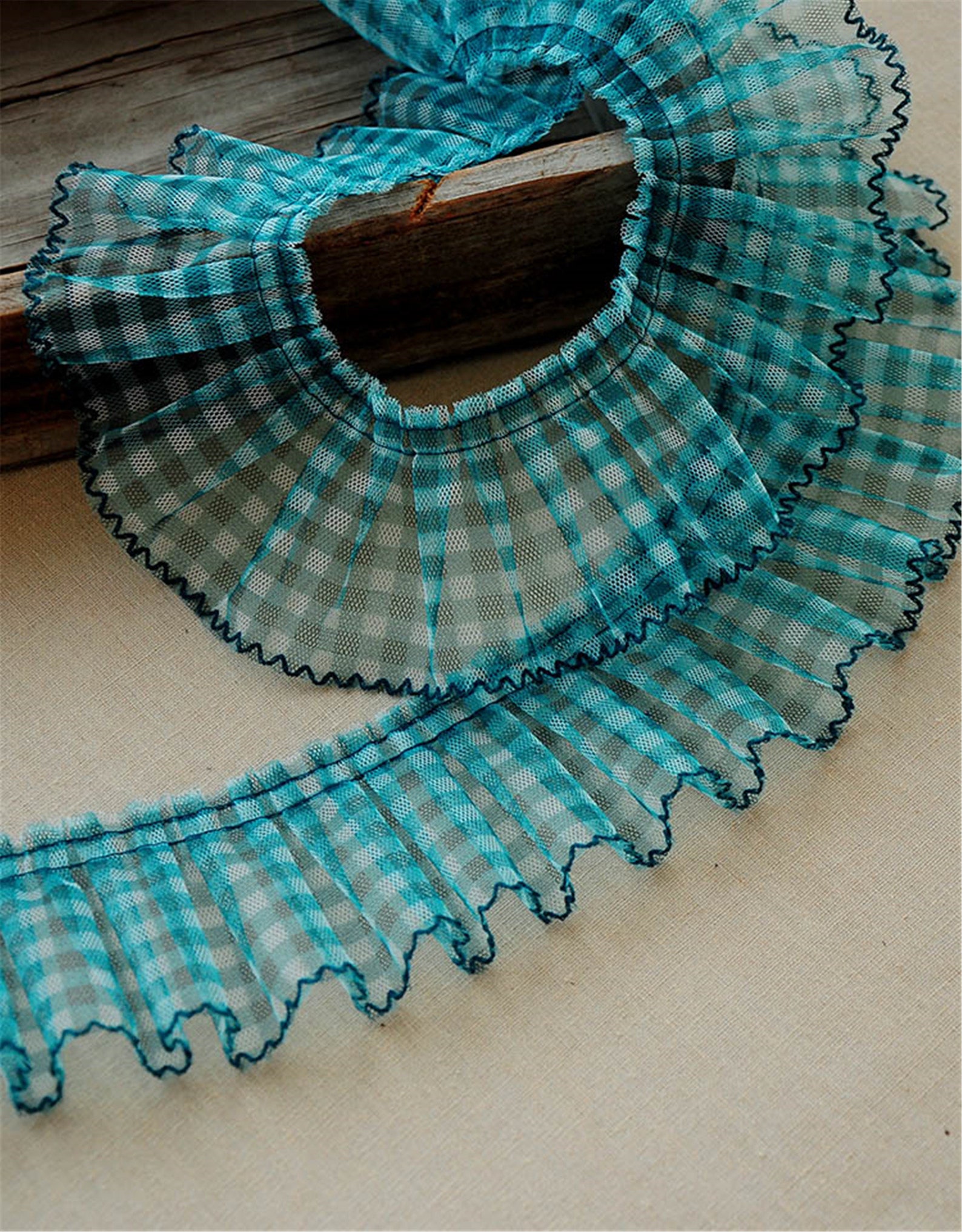 Ruffled Lace Trim 2.7 Wide Net Print Small Grid Pleated | Etsy