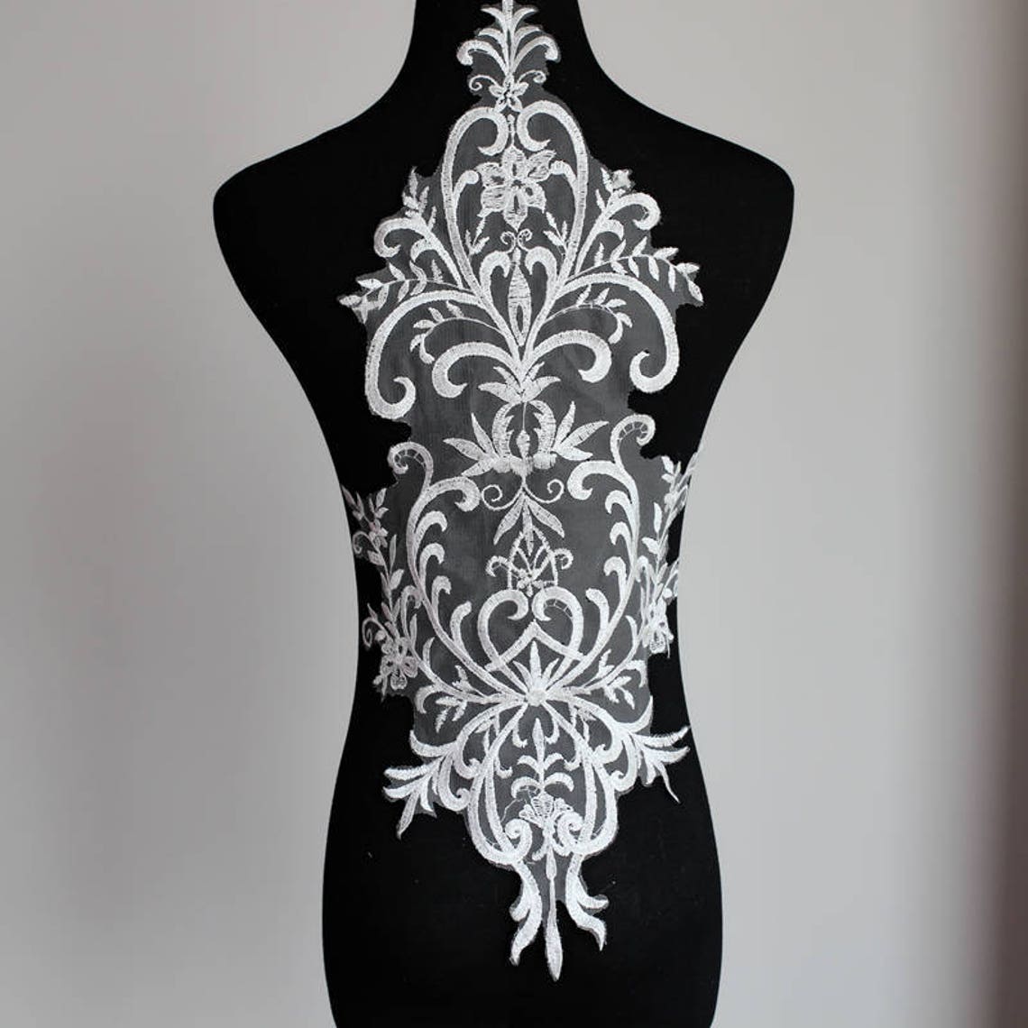 White Lace Applique Large Applique On Mesh For Jewellery Etsy