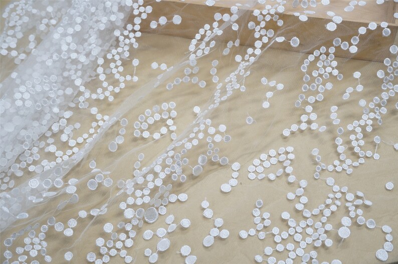 Polka Dot Embroidered Lace Fabric Dotted Tulle Mesh Fabric for - Etsy