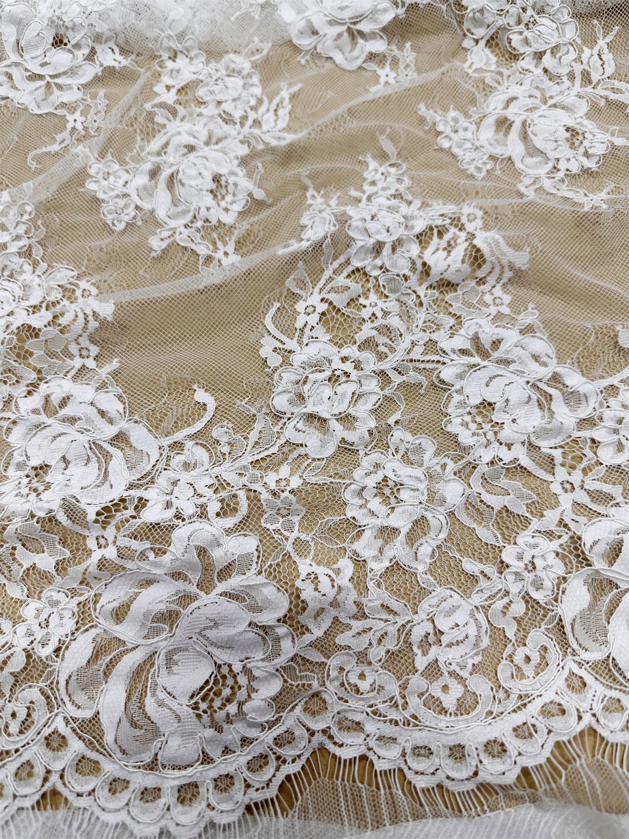 French Chantilly Lace Fabric, Alencon Lace Fabric, Lingerie Lace ...
