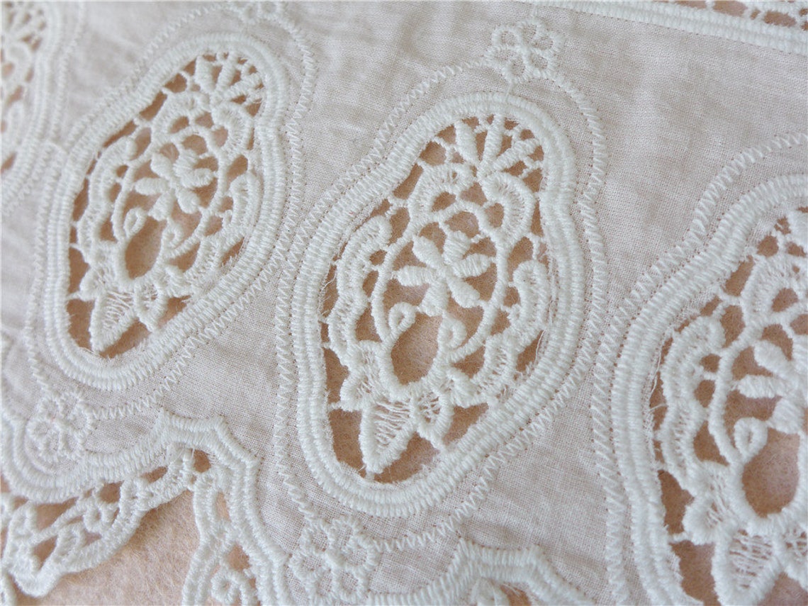 Retro White Cotton Fabric Hollowed Out Lace Fabric | Etsy