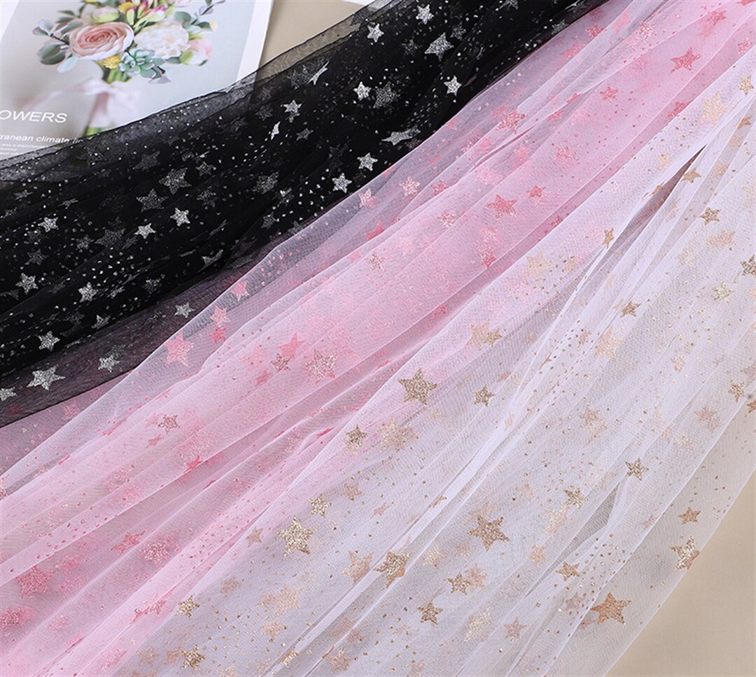 Cute Starry Tulle Fabric, Glitter Star Tulle for Girls Dress, Tutu ...
