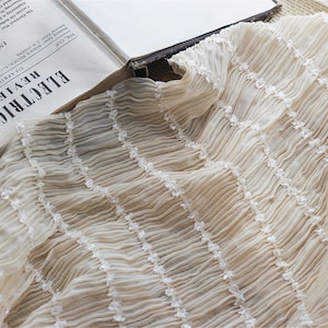 Pleated Chiffon Fabric, Striped Chiffon Lace Fabric, Ruffle Elastic ...