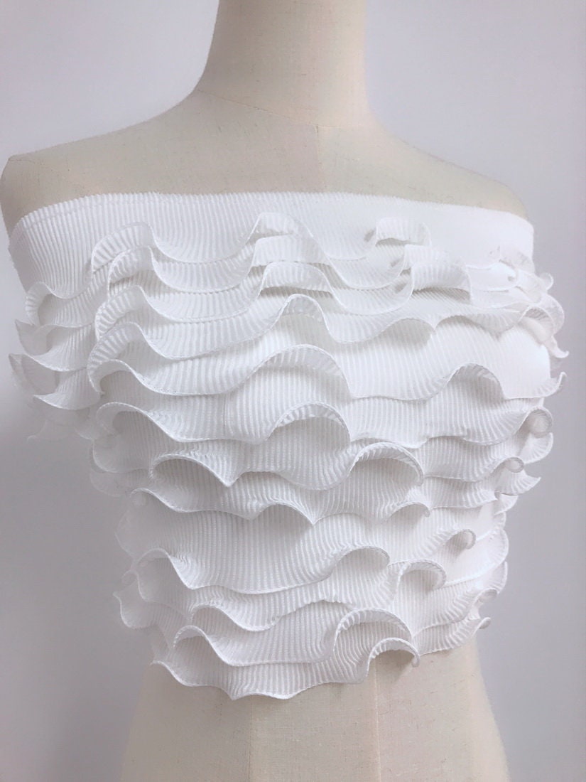 Off White Elastic Chiffon Ruffled Lace Trim Pleated Edging | Etsy