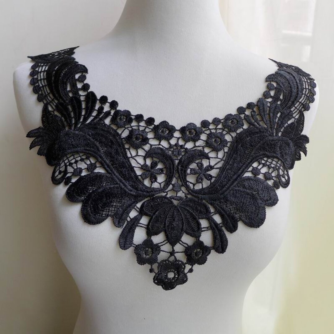 Lace Applique, Black Applique Collar, Venise Lace Applique One Piece - Etsy