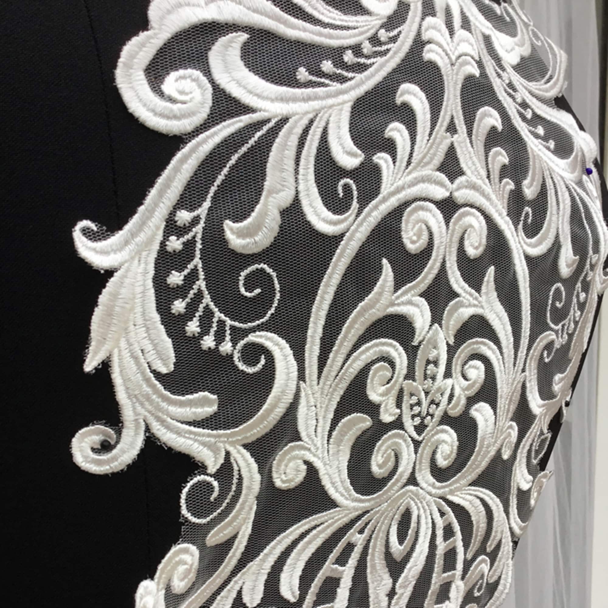 Black Lace Applique Floral Embroidery Lace Applique for Garments, Backs ...