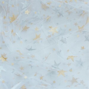 Star Lace Fabric, Glitter Star Lace Fabric, Gold and Silver Star Print ...