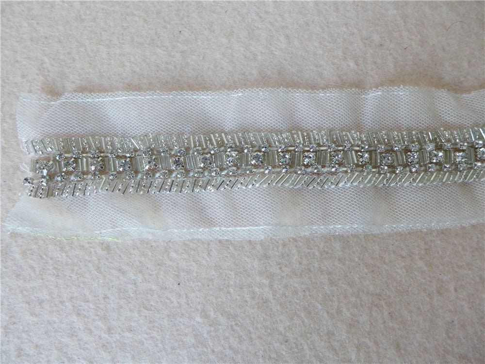 New Crystal Beaded Trim Rhinestone Mesh Lace Fabric Trim | Etsy