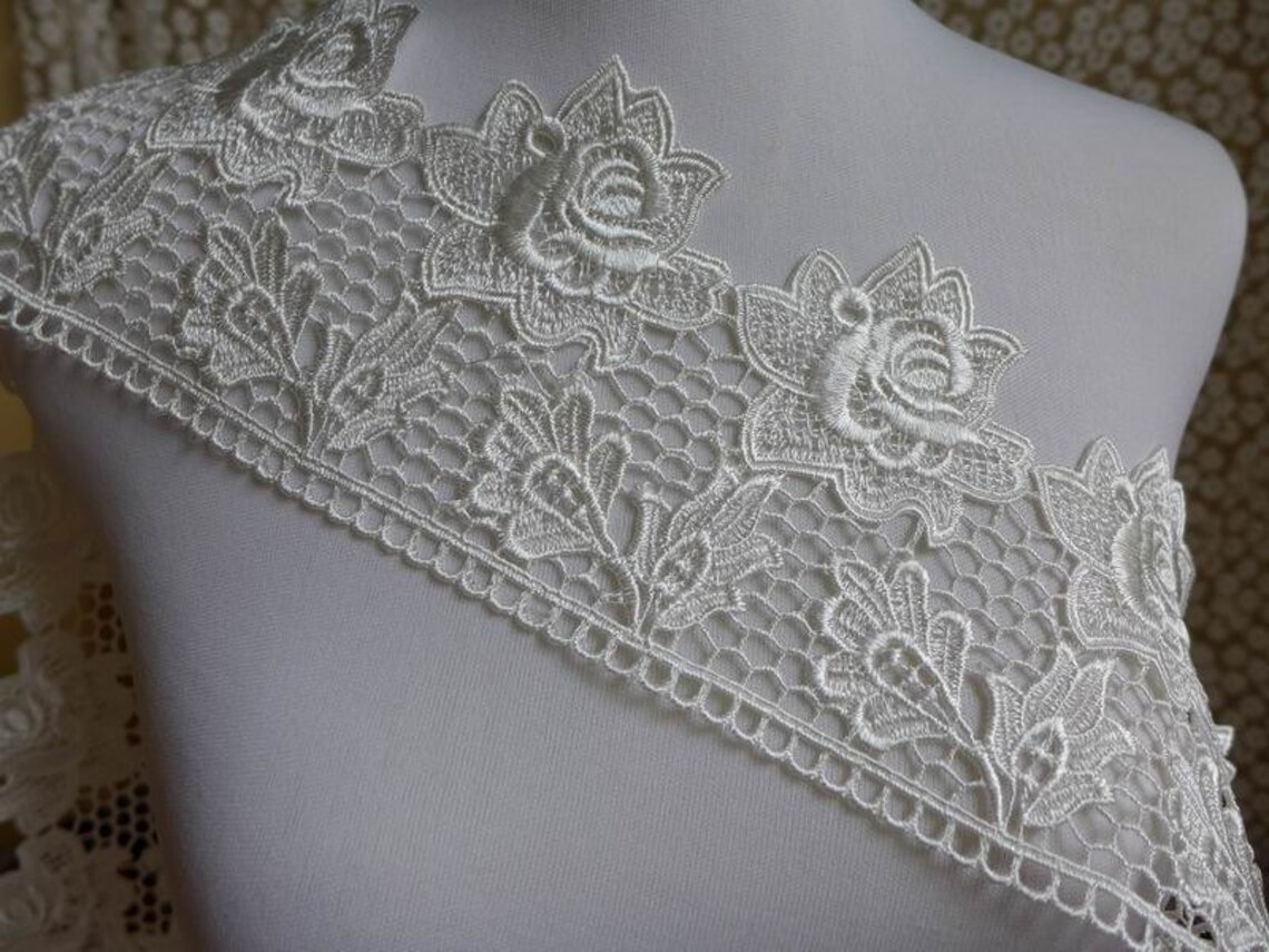 1 Yard Venice Roses Floral Lace Trim in Ivory for Bridal - Etsy