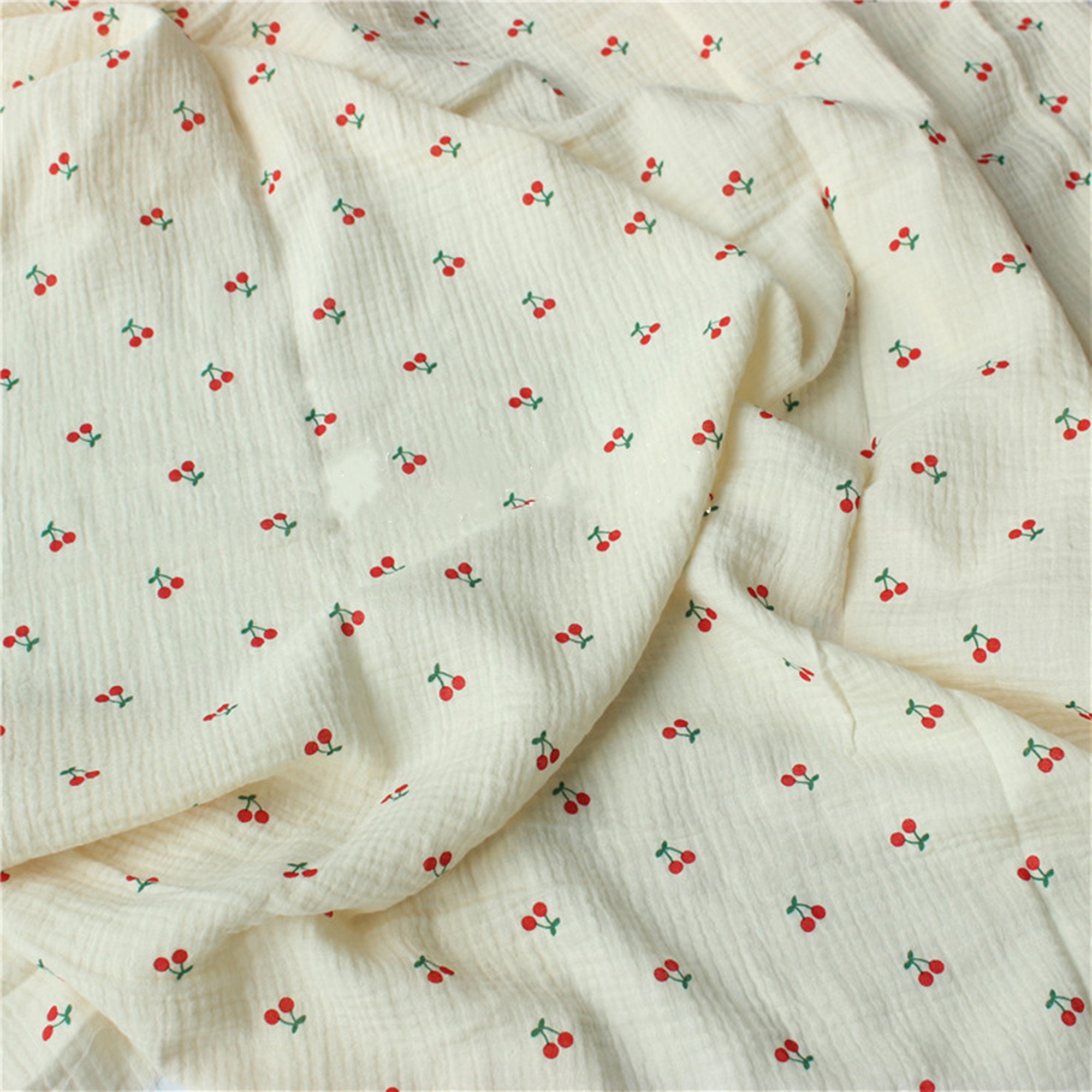 1 Yard Adorable Cherry Prints Double Gauze Baby Cotton Muslin | Etsy