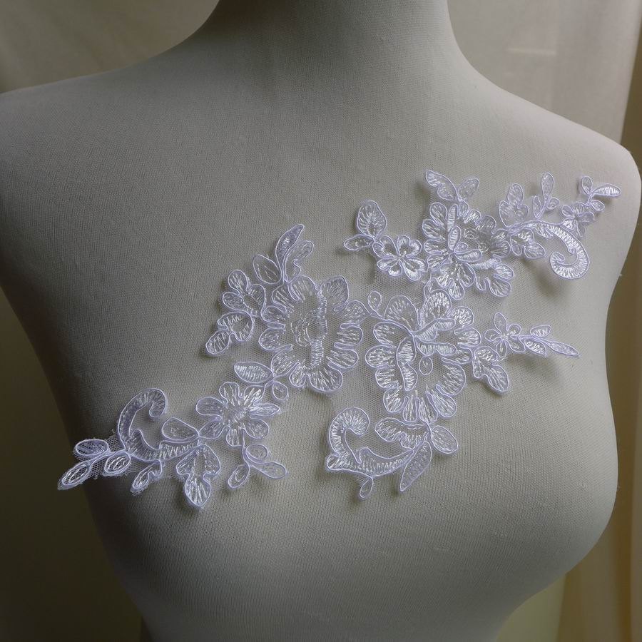 Embroidery Lace Applique Bridal Applique in White for Wedding | Etsy