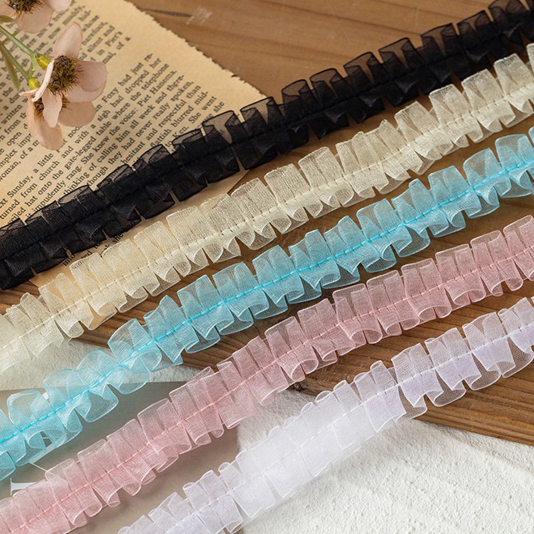 6 Yards, Cute Ruffled Lace Trim, Pleated Ruffle Tulle Trim for Girls ...