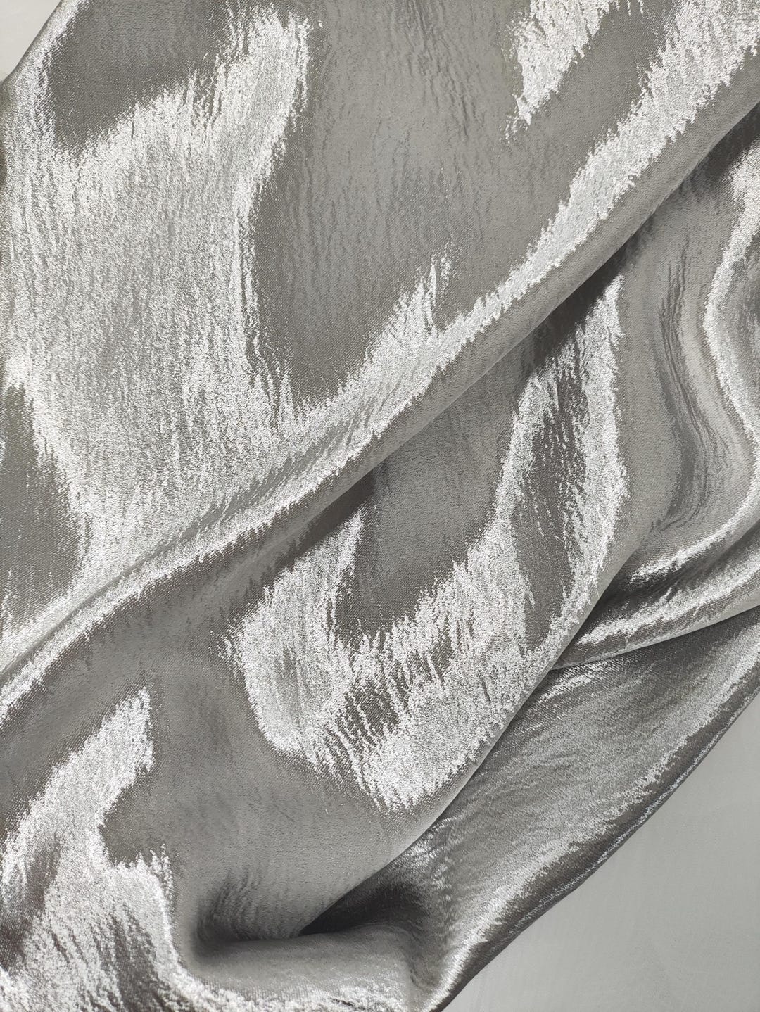 Pretty Silver Glossy Fabric, Shinny Fashion Lace Fabric for Party Gown ...
