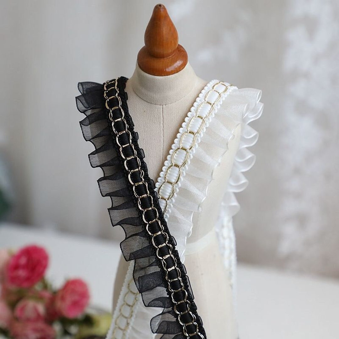 2 Yards Ruffle Lace Trim With Pearl Tulle Trim for Wedding - Etsy