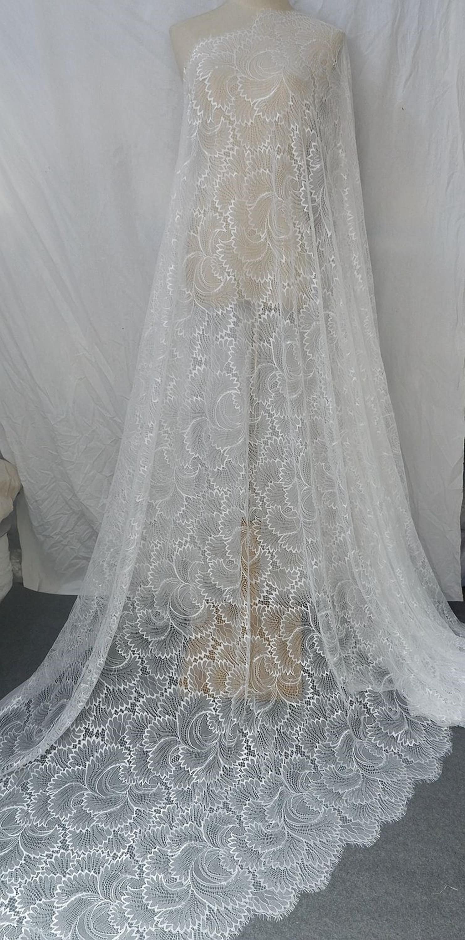 Unique Embroidery Chantilly Lace Fabric Bridal Eyelash Lace Fabric for ...