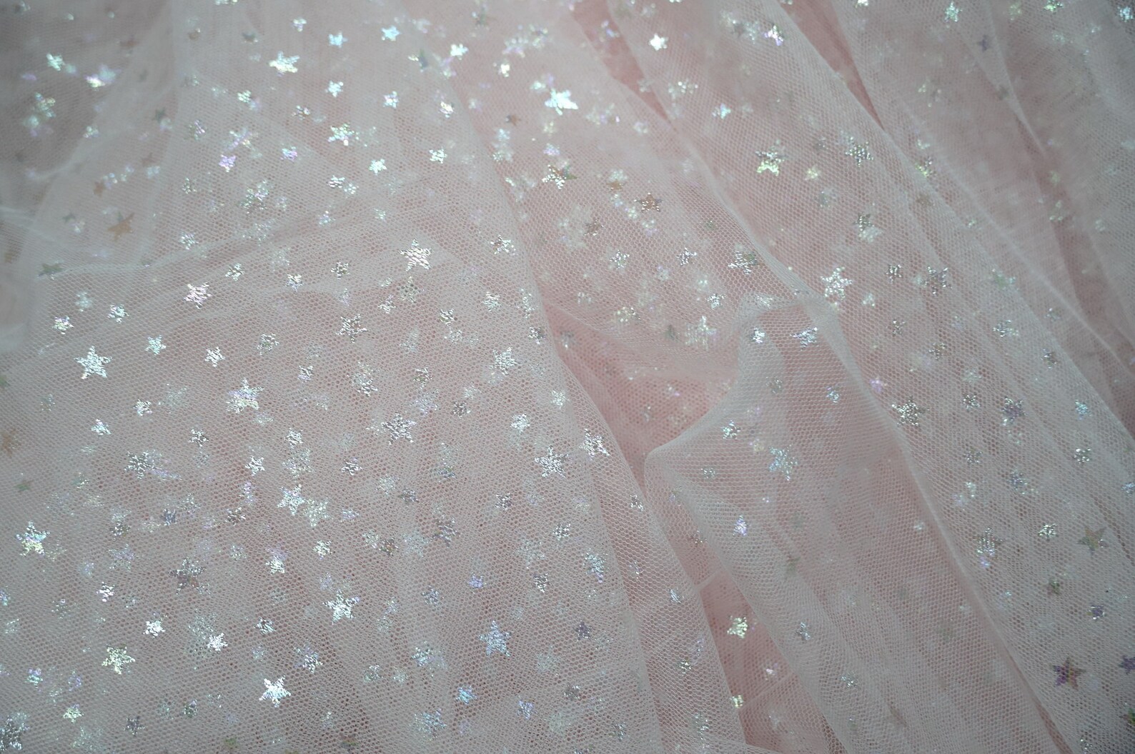 Small Star Lace Fabric, Print Ombre Star Tulle Mesh Lace Fabric for ...