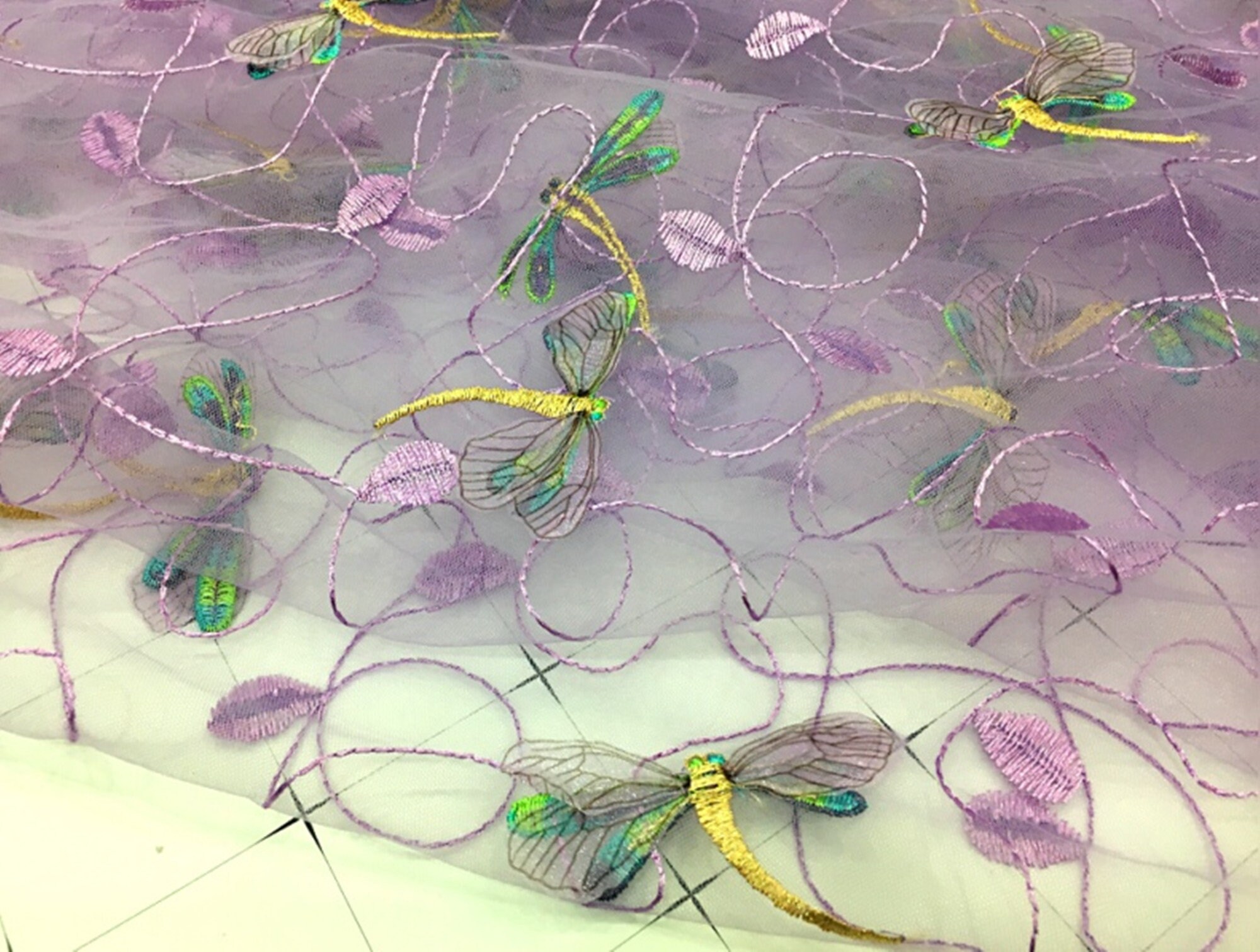Solid 3D Dragonfly Embroidery Lace Fabric Exquisite Wedding Embroidered ...