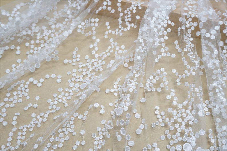 Polka Dot Embroidered Lace Fabric Dotted Tulle Mesh Fabric for Girl ...