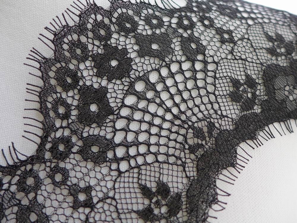 Black Lace Trim Chantilly Lace Scalloped Trim Bridal - Etsy