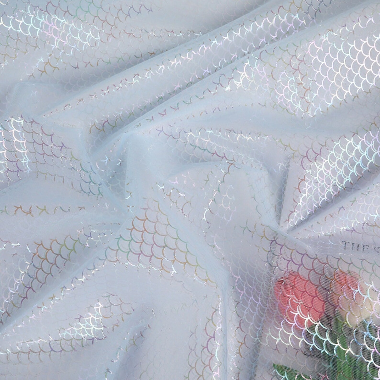 9 Colors Shimmering Fish Scales Pattern Tulle Fabric, Shinny Tulle Lace ...