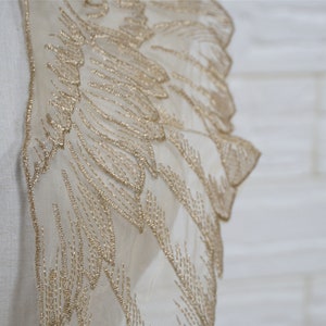 Rose Gold Wing Applique, Angel Wing Embroidery Organza Applique, Pair ...