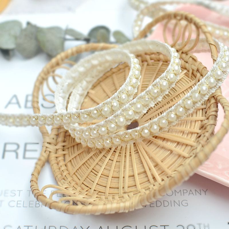 Lace Ribbon With Pearls - Etsy