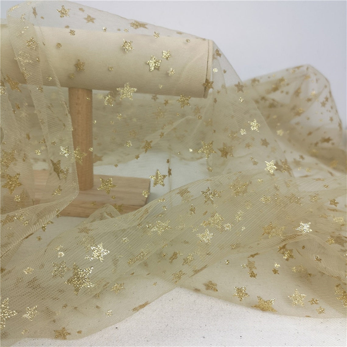 Glitter Star Tulle Fabric Gold Star Lace Fabric Sparkling | Etsy