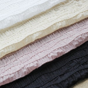 Pleated Chiffon Fabric, Wave Motif Chiffon Lace Fabric, Ruffle Elastic ...