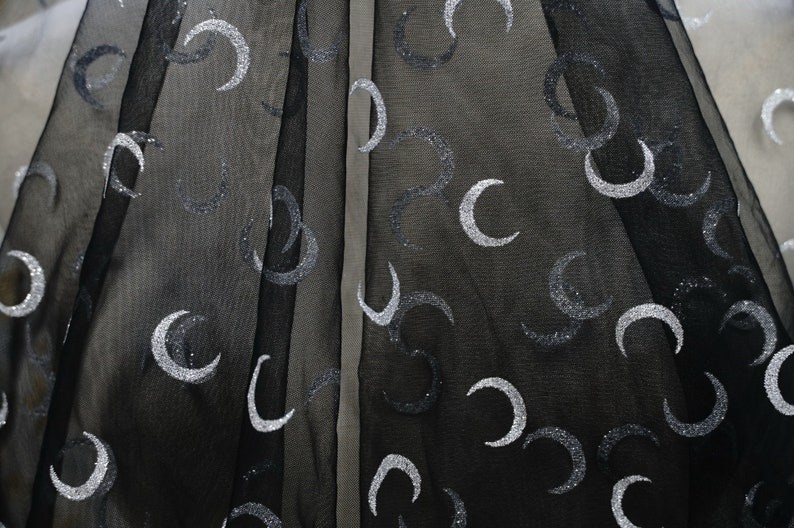 Moon Lace Fabric Moon Print Tulle Mesh Fabric Silver Half - Etsy