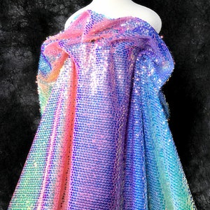 Ombre Rainbow Sequin Fabric, Colorful Sequins Fabric, Embroidery ...
