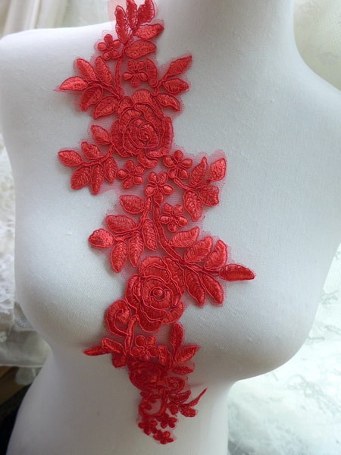 Wedding Lace Applique in Red for Bridal Hair Accessory Bridal - Etsy