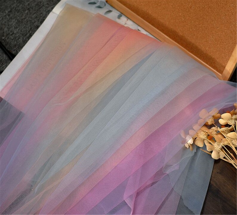 Ombre Fabric Gradient Tulle Fabric Rainbow Color Mesh Lace - Etsy Sweden