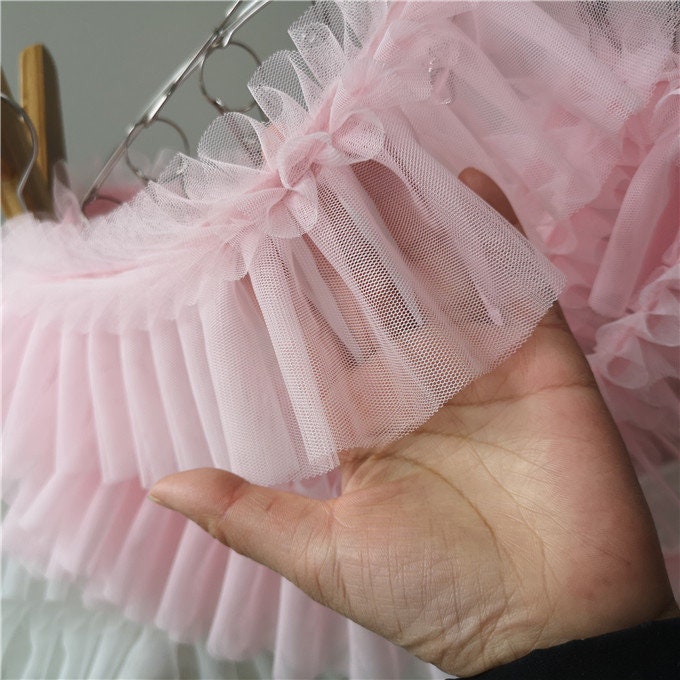 Pink/White Ruffle Lace Trim Ruffled Mesh Lace Trim Pleated | Etsy