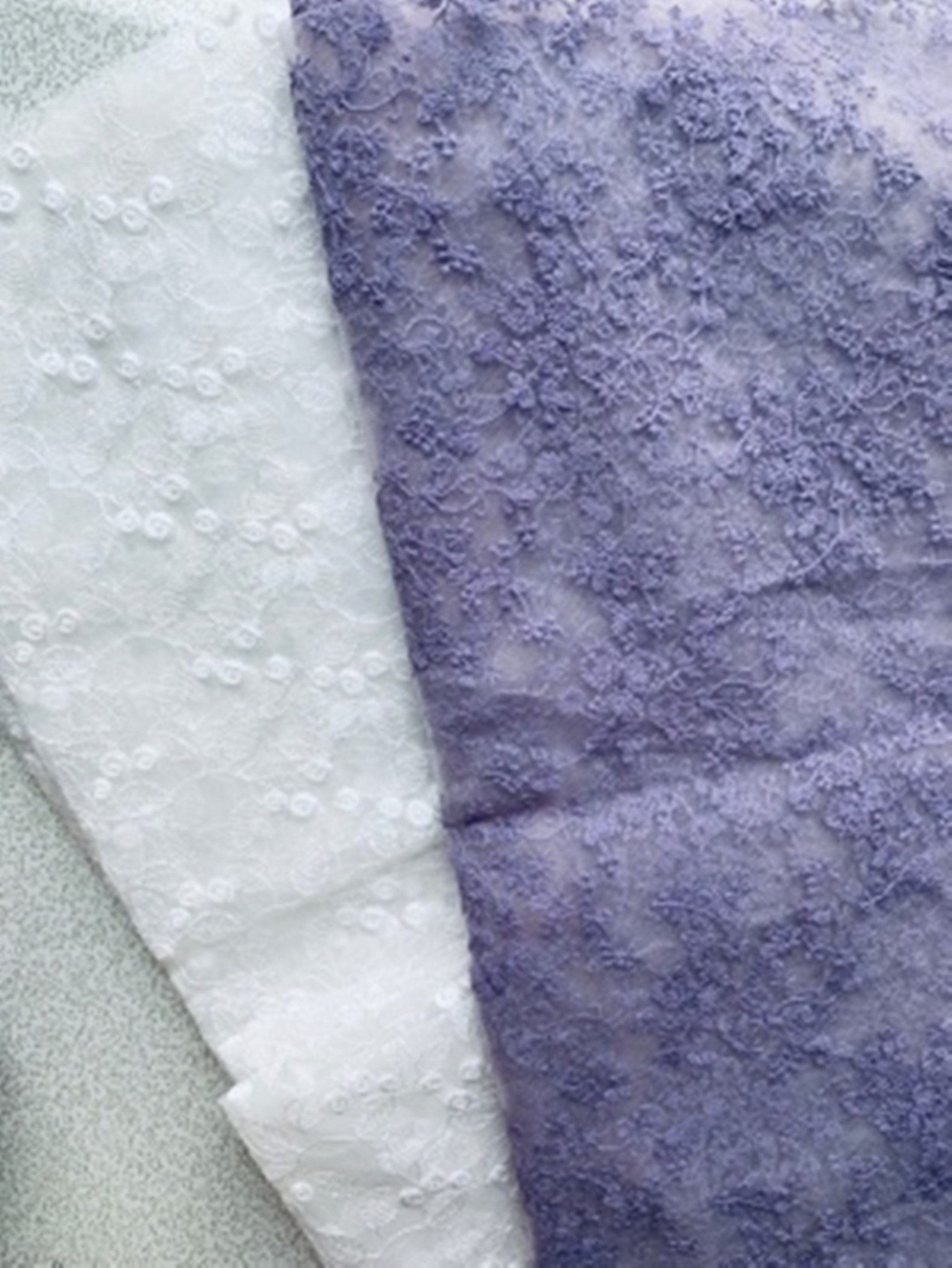 Purple Lace Fabric, Lavender Floral Embroidery Lace Fabric, Wedding ...