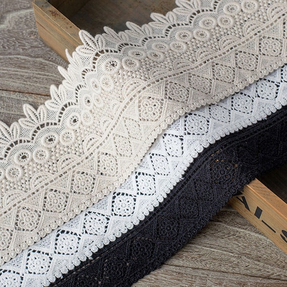 Cotton Lace Trim Embroidered Crochet Lace Vintage Lace Trim | Etsy