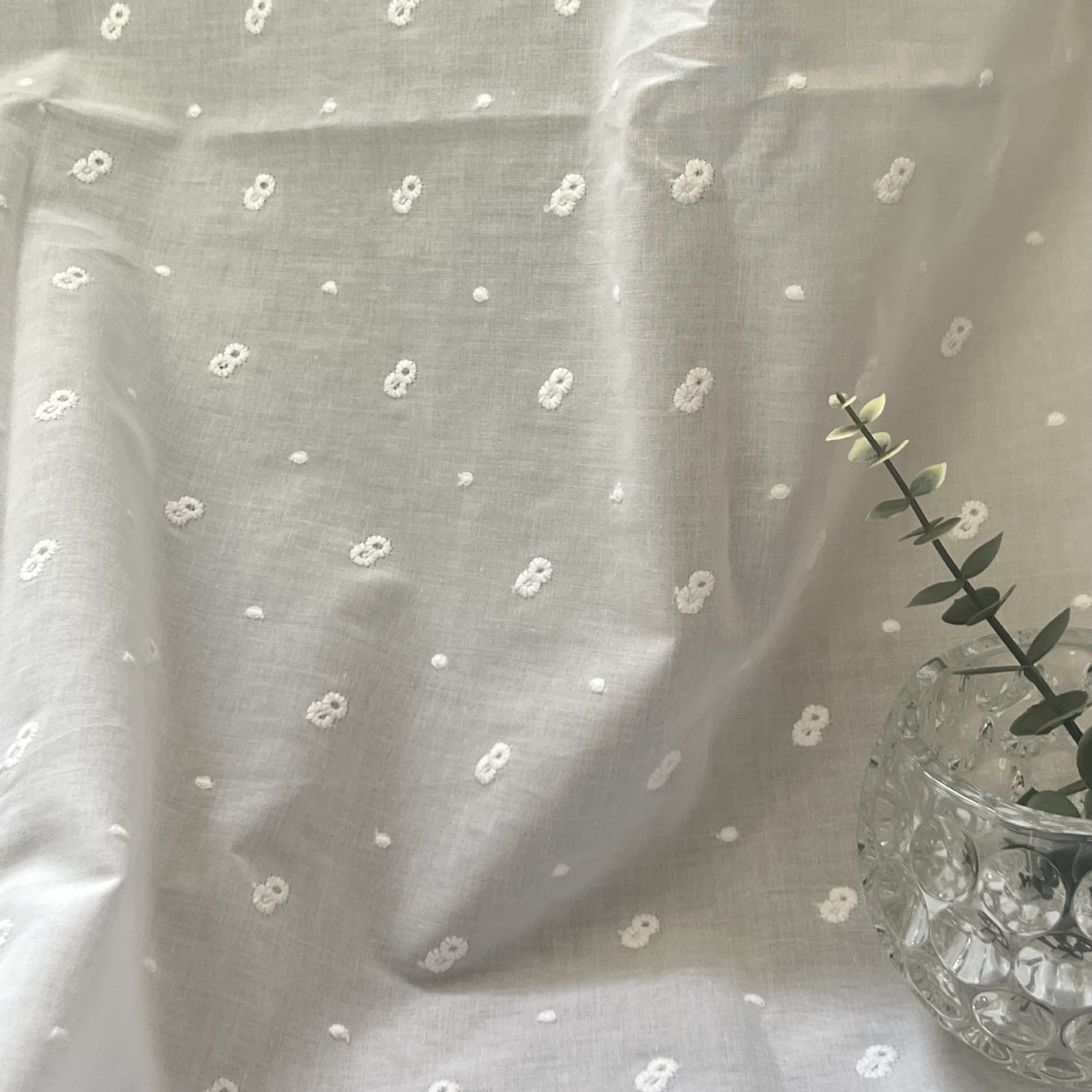 Simple Cute Dots Cotton Fabric, Eyelets Embroidered Cotton for Cotton ...