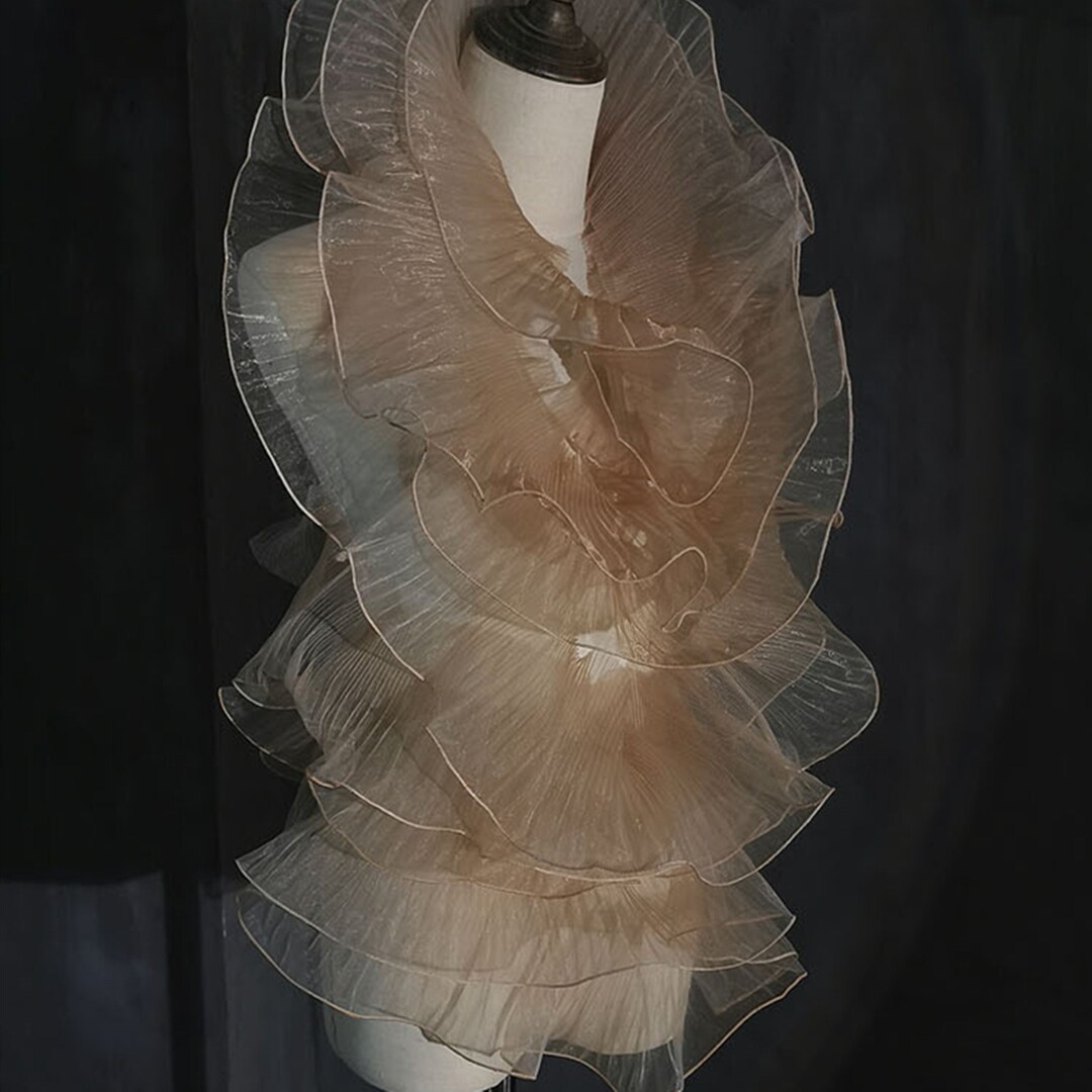 Sheer Pleated Lace Trim, Organza Ruffled Lace Trim, Matte Lace Trim ...
