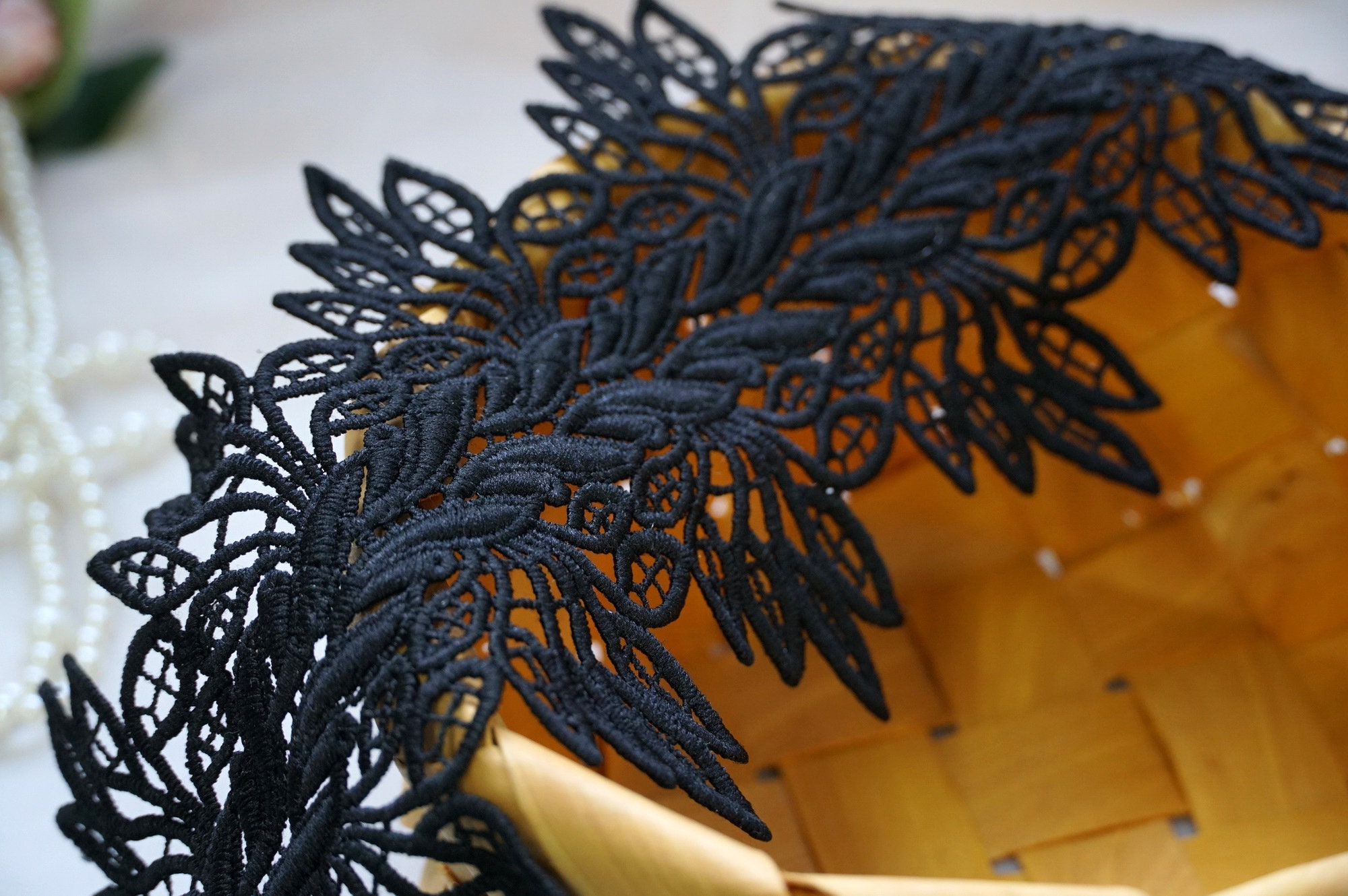 Venice Lace Trim, Circle Lace Trim, Black Guipure Lace Trimming for ...