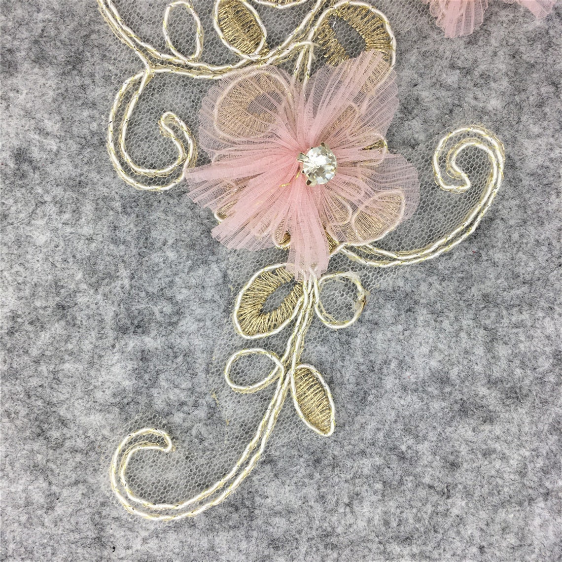 Pink Gold 3d Lace Applique Corded Lace Applique 3D Floral - Etsy