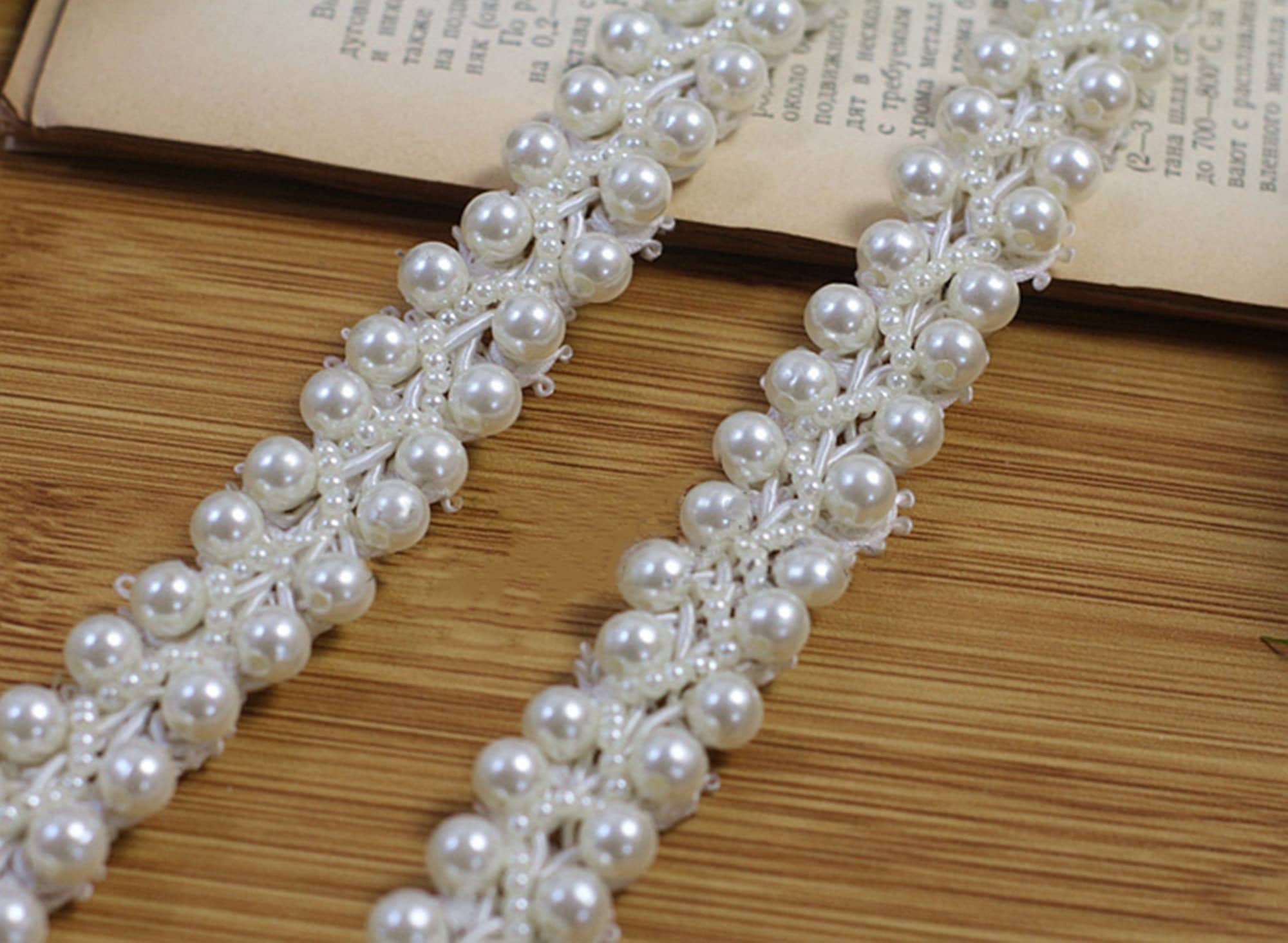 Beaded Lace Trim in Ivory Pearl Beaded Lace Trim Beading | Etsy