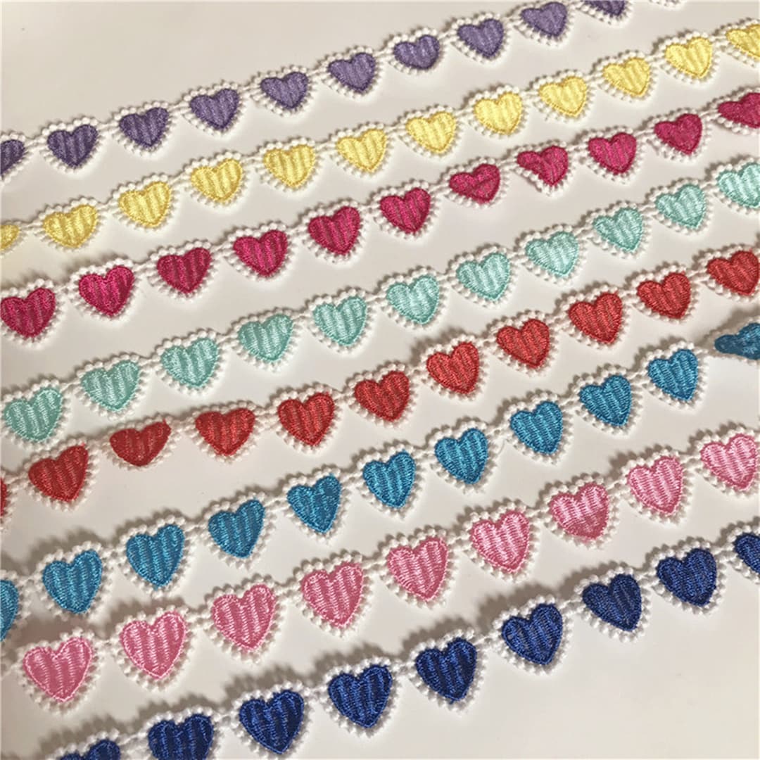 2 Yards Heart Lace Trim, Venice Heart Lace Trim, Heart Lace Applique ...