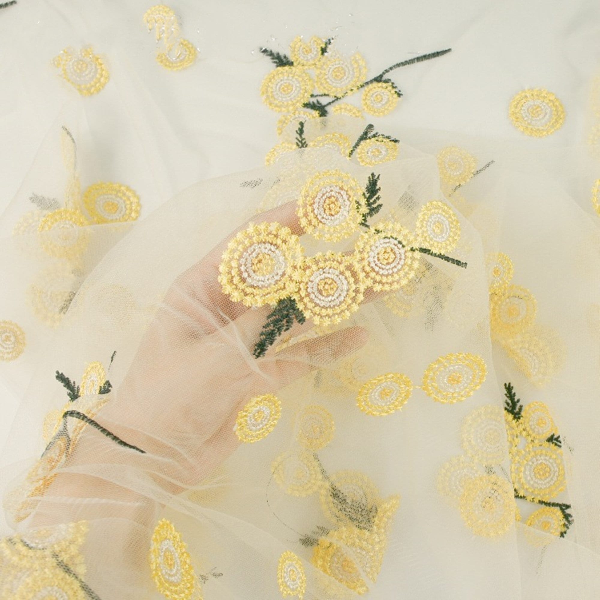 51 Wide Adorable Yellow Sunflower Floral Embroidery Lace | Etsy