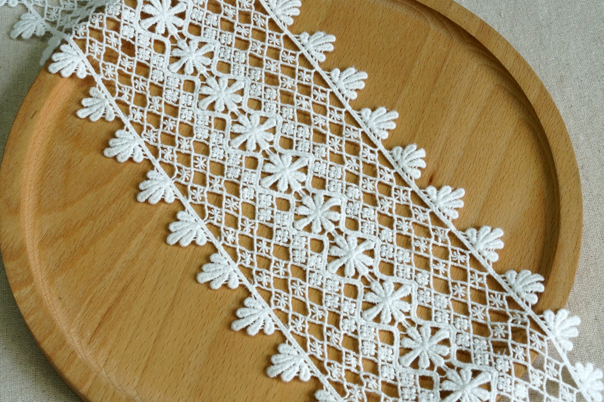 Off White Cotton Lace Trim Crochet Floral Lace Trim Venice | Etsy