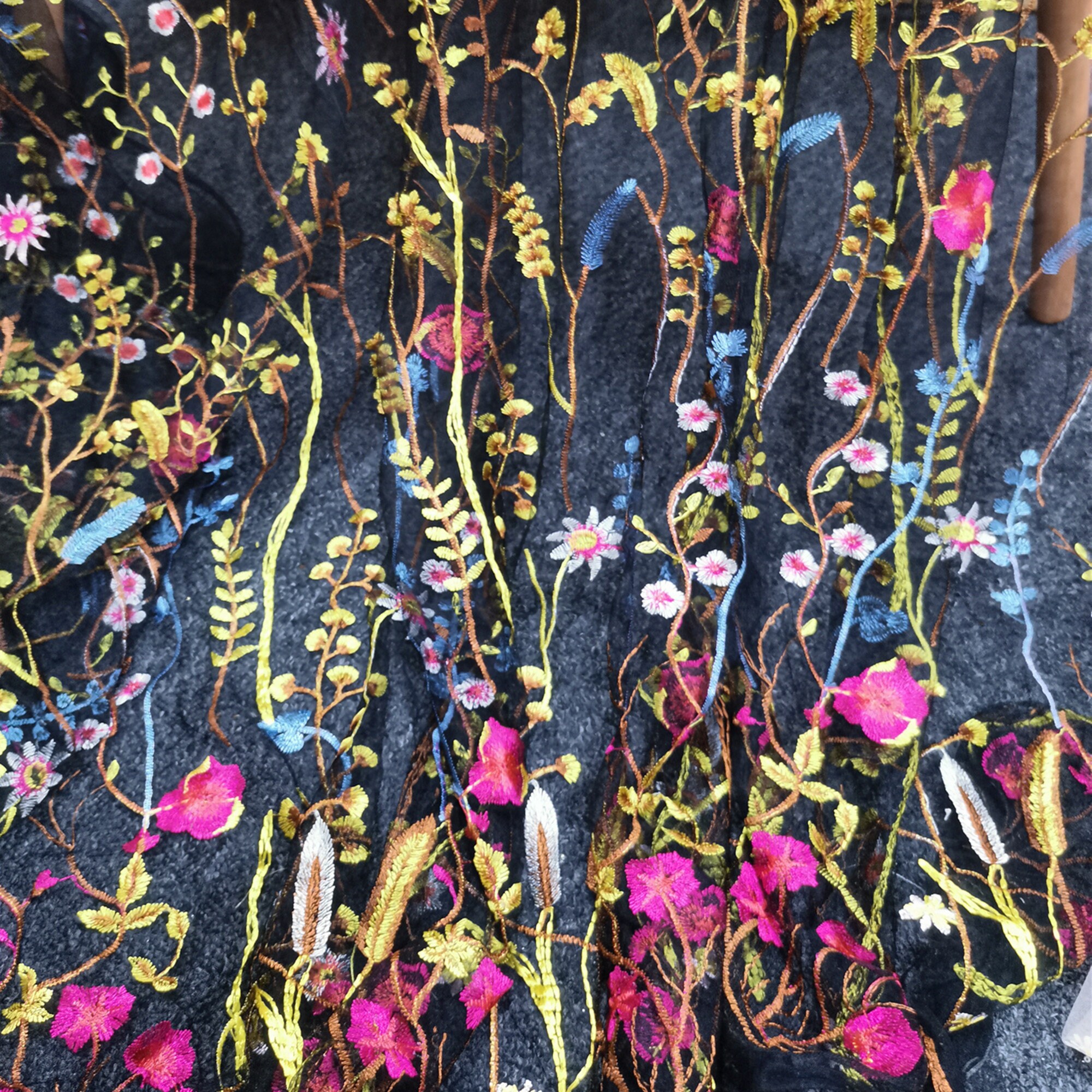 Multi-color Embroidered Floral Lace Fabric Embroidered Tulle - Etsy