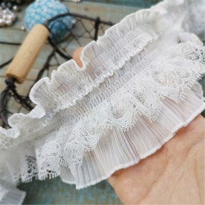Stretch ruffle lace trim ruffle chiffon trim pleated stretch | Etsy