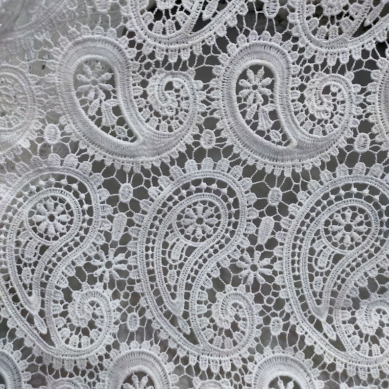 Stunning Heavy Guipure Lace Fabric, Hollowed Paisley Lace Fabric, Boho ...