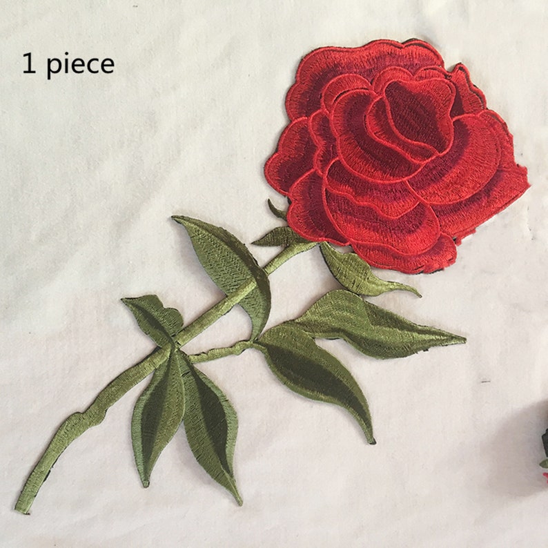 Red Rose Patch Flower Sew On/iron on Patch Floral Patch | Etsy