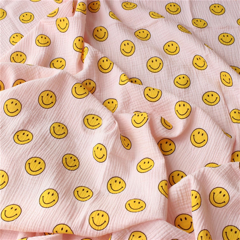 Smiling Face Pattern Prints Double Gauze Baby Cotton Muslin | Etsy